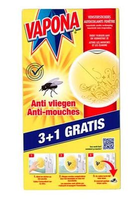 Stock Ath - VAPONA STICKER FENETRE JAUNE 3+1GR